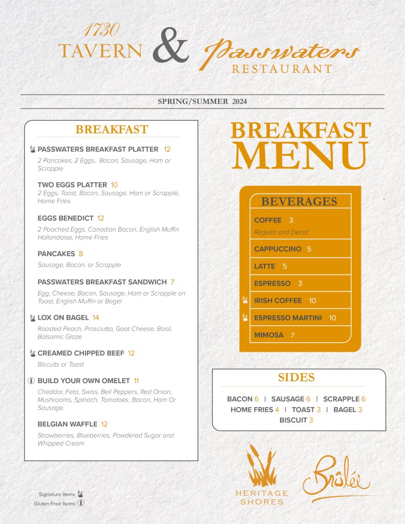 Join us at Passwaters Restaurant & 1730 Tavern - Heritage Shores Golf Club