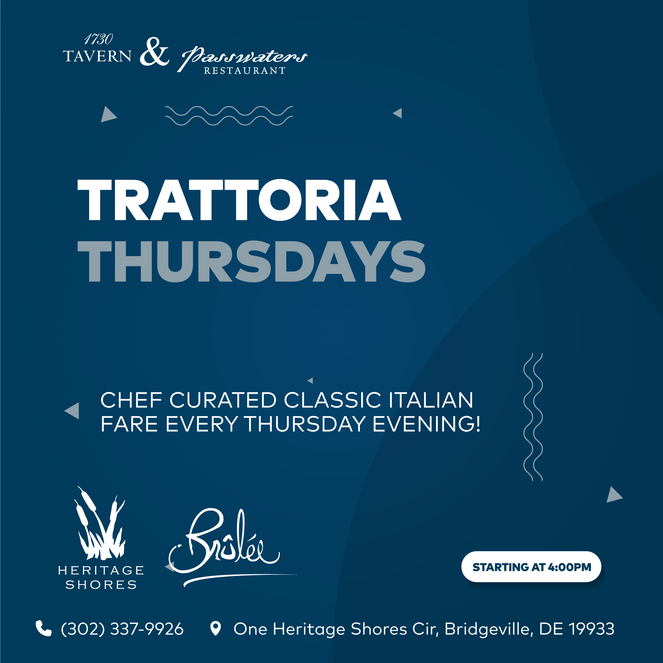 Join us at Passwaters Restaurant & 1730 Tavern - Heritage Shores Golf Club