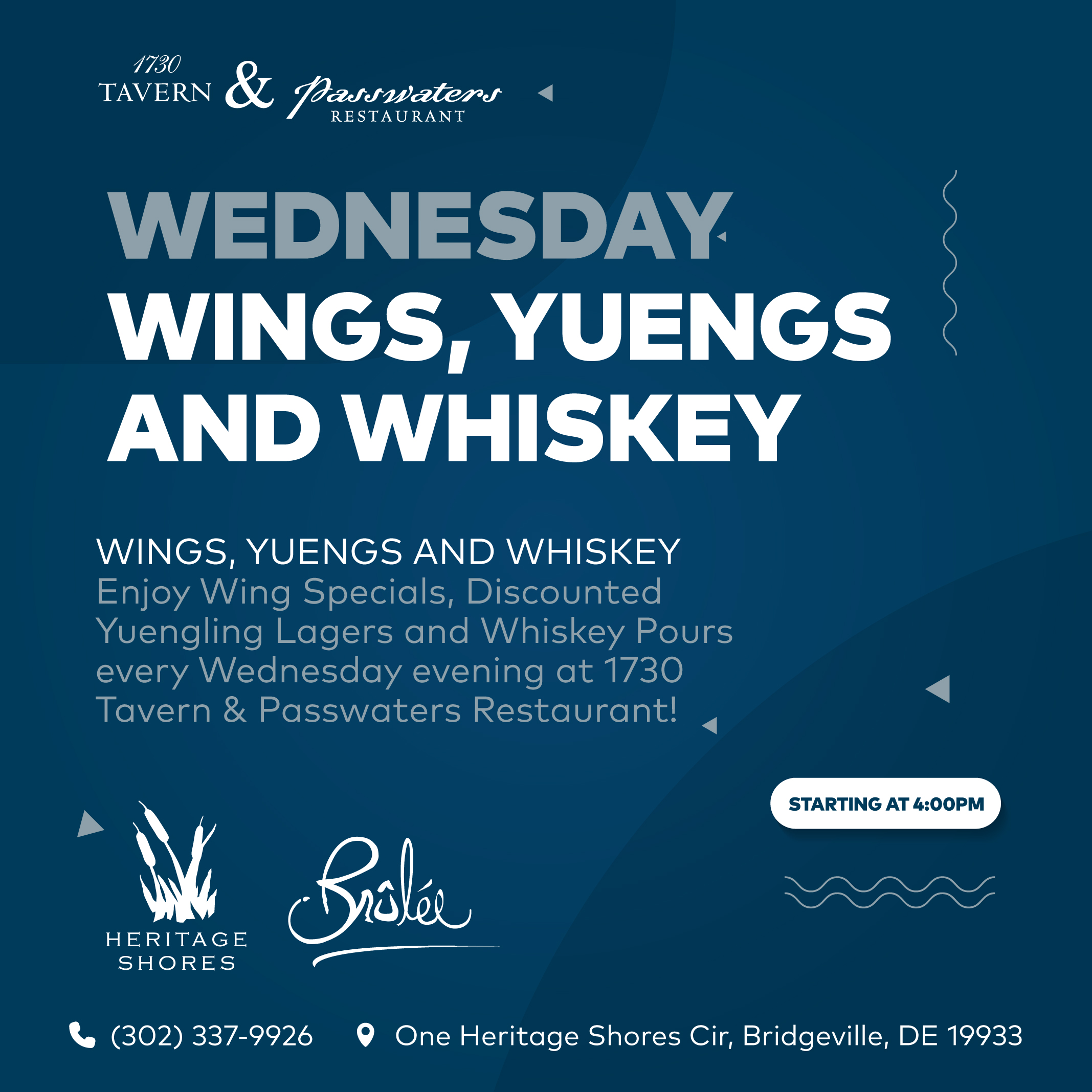 Join us at Passwaters Restaurant & 1730 Tavern - Heritage Shores Golf Club
