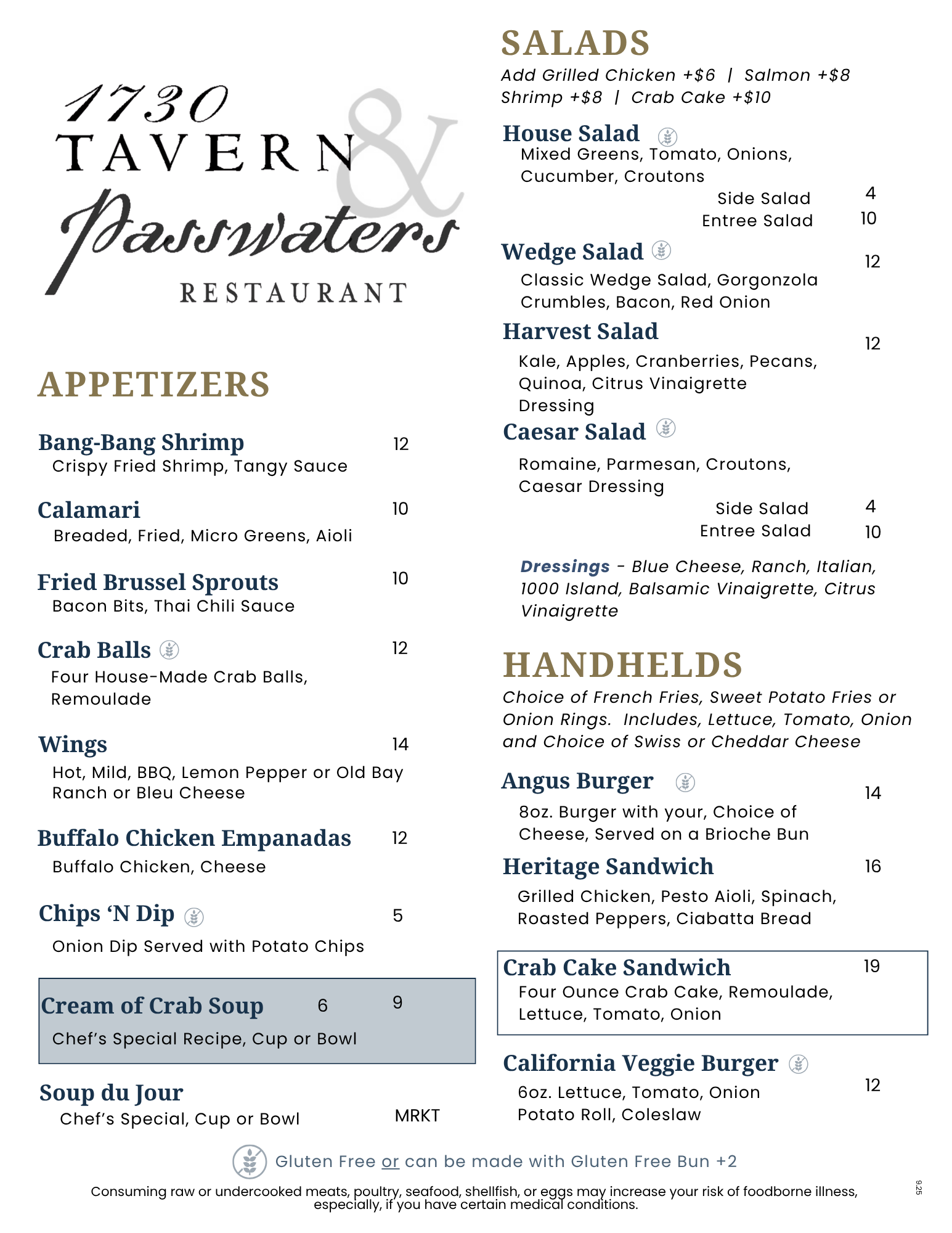 Join us at Passwaters Restaurant & 1730 Tavern - Heritage Shores Golf Club