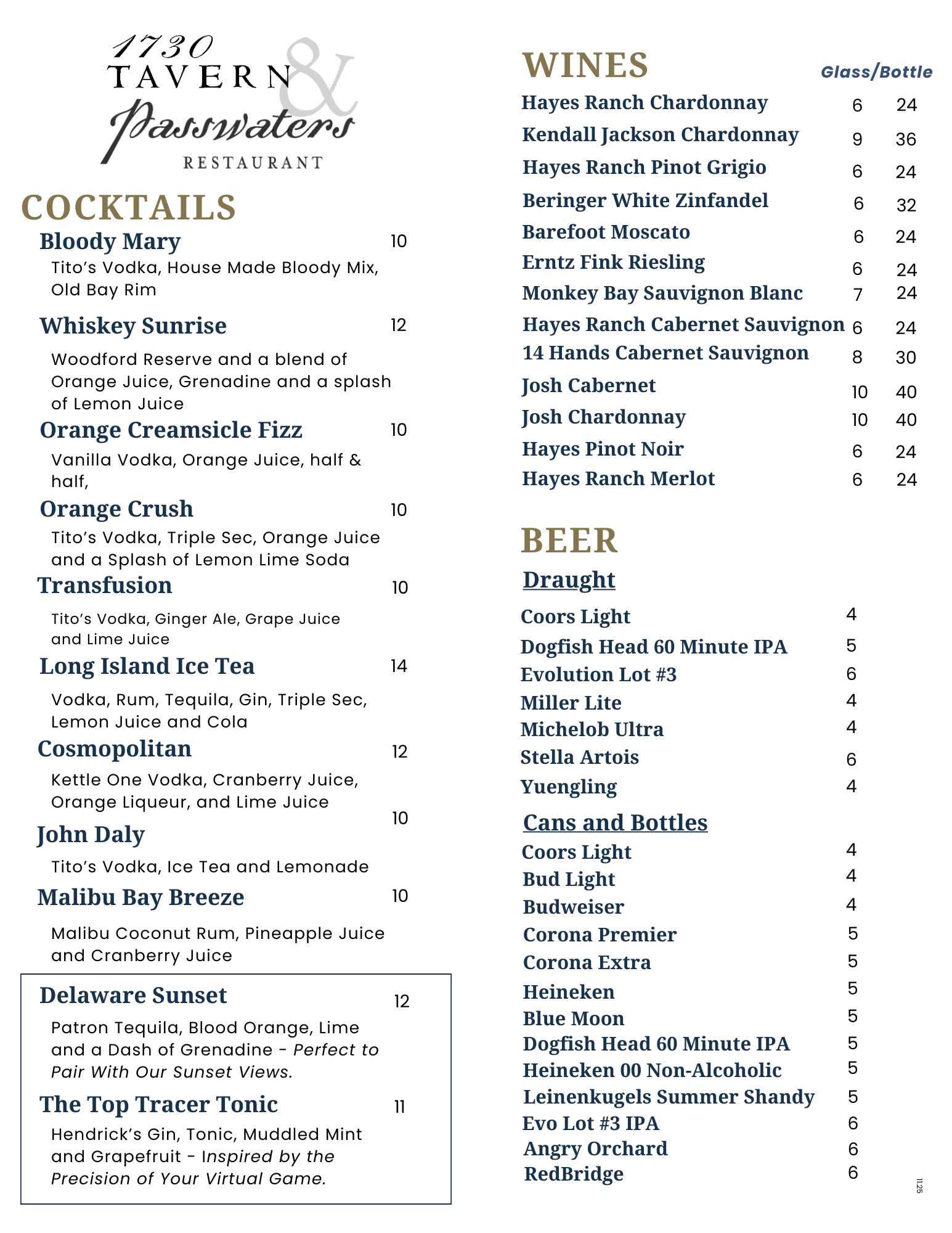 Join us at Passwaters & 1730 Tavern - Heritage Shores Golf Club